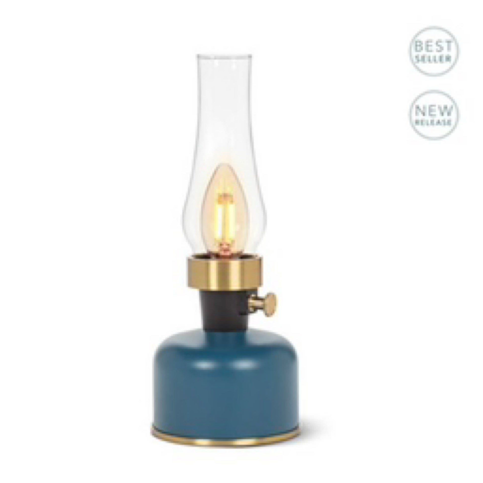 Lantern - LED Blue Lamp w/Chimney - 27-LAMPLITE-231-BLU | Barn & Bunkie